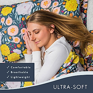 WTPDR Dark Floral Bedsheets Queen Size, Super Soft Wrinkle Resistant Bedding Set for Boho Room Décor, Premium Floral White Queen Bed Sheets for Girls, Teens and Master Bedrooms