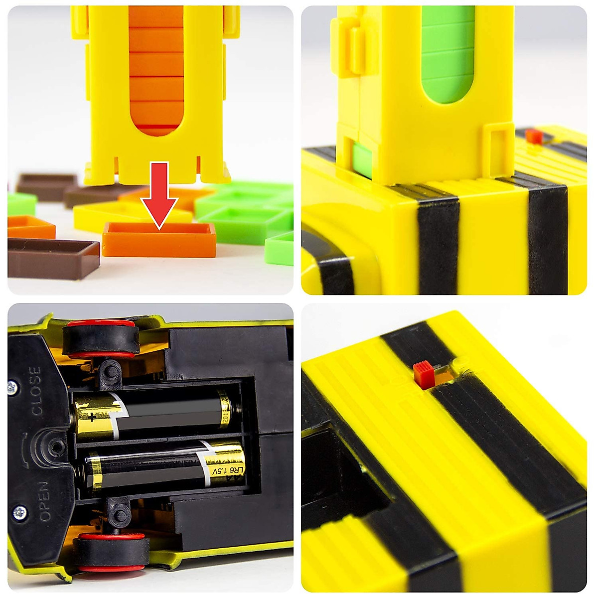 Domino Train, 209 PCS Automatic Electric Dominoes Train Set with 3 Add-on Machine Blocks Toys Educational Building Blocks STEM Toys for Kids 3-8 Year Old Boys and Girls