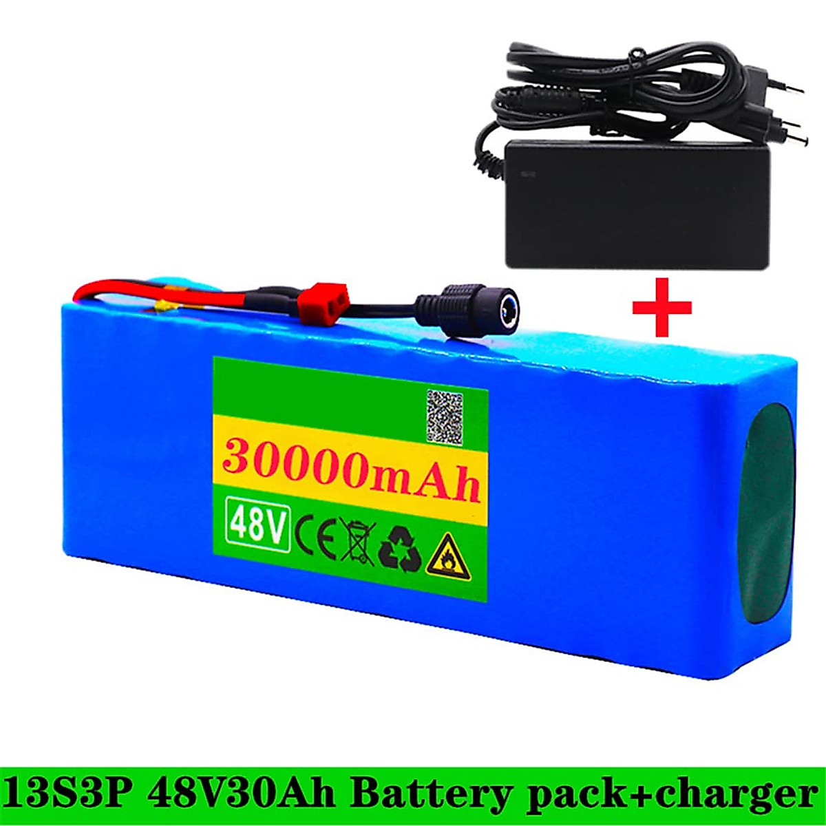 YXDFG 48V Lithium Ion Battery, 48V 30Ah 13S3P Electric Scooter Lithium Ion Battery,with BMS + 54.6V Charger, for 350W 500W 750W1000w Motor E-Bike Electric Bicycle Scooter