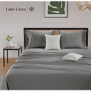 100% Cotton King Sheets - 600 Thread Count 4 Pc King Sheets Sets, Long Staple Combed Cotton Bed Sheets King, Luxury Sateen Sheets, King size sheets with deep pockets fits upto 17" - Charcoal