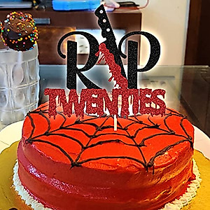 Black Glitter Rip Twenties Cake Topper, Funeral For My Youth/Talk Thirty to Me, Funny 30th Birthday Party Decorations for Women Men