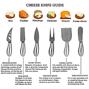 Premium 6-Piece Cheese Knife Set - MH ZONE Complete Stainless Steel Cheese Knives Gift Knives Sets Collection, Suit for the Wedding, Lover, Elders, Children and Friends
