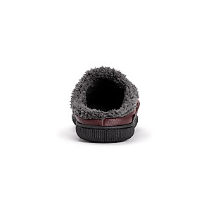MUK LUKS Men's Faux Leather Clog Slipper, Brown, 10-11