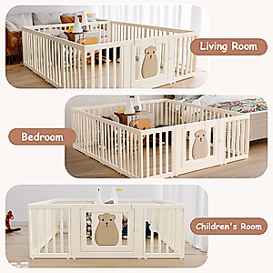 BanaSuper 2 Baby Playpen Add-on Panels Extension Sturdy Home Indoor Baby Fence Safety Play Yard Kids Activity Center with Gate for Baby Boys Girls Toddlers (2 Small Panels)