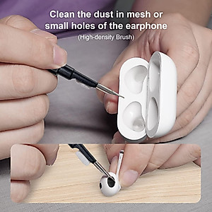 Cleaner Kit for Airpods,SUPFINE Multi-Function Cleaning Pen for Airpod Pro with Plush Cloth for Earbuds,Earphone,iPod,iPhone,iPad,Laptop Cleaning Tools(Black)