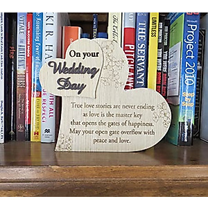 UNIDECO Wooden Heart Décor Wall - 7.0 Inch Wedding Gift Couple from Bride - Wood Heart Shaped Decoration for Home - Hanging Living Room Accent Shelve - Him Daughter Son - Bridal Brother Sister Day