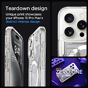 Spigen Ultra Hybrid MagFit Designed for iPhone 15 Pro Max Case (2023) [Anti-Yellowing] [Military-Grade Protection] Compatible with MagSafe - Zero One White