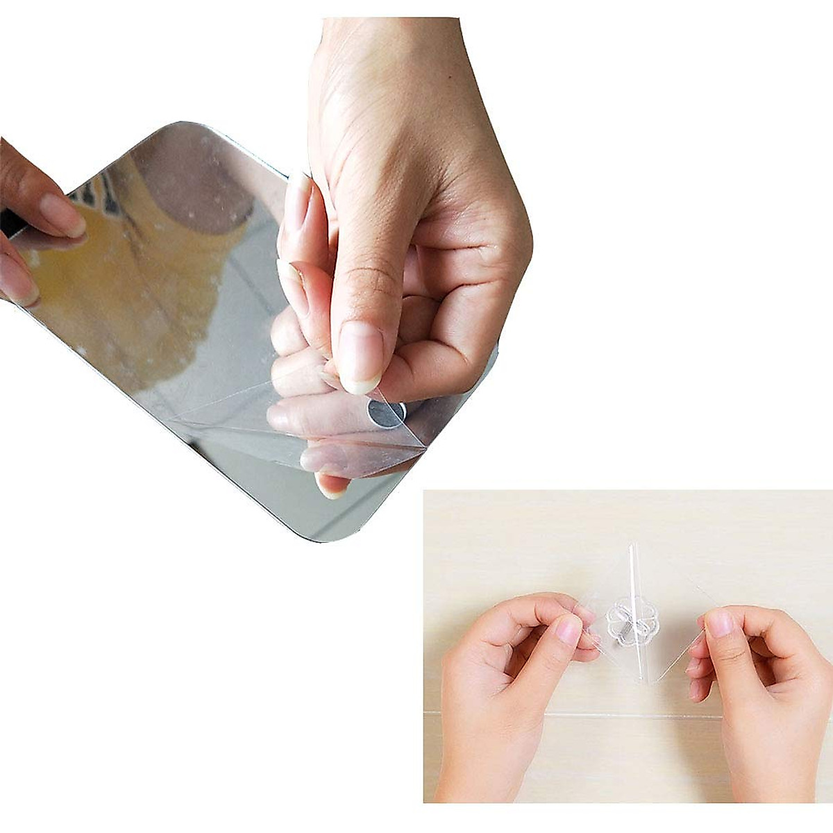 XoYo-Fogless Shower Mirror (11inX7.48in), Anti-Fog Shower Mirror, Shower Makeup Shave Mirror, Frameless Shower Mirror, Wall Hanging Mirror (Large, Shaver Hook)