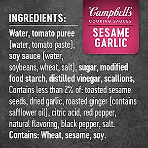 Campbell's Cooking Sauces, Sesame Garlic, 11 Oz Pouch (Case of 6)