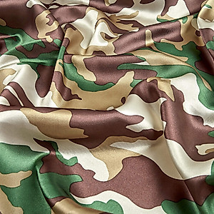 Charmeuse Satin Camo Hunter, Fabric by the Yard