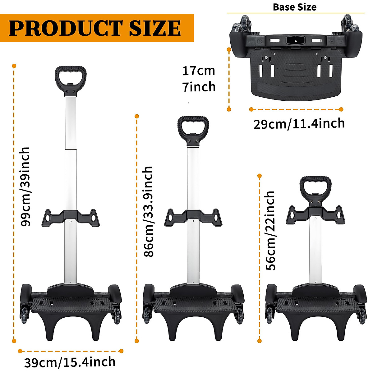 Backpack Trolley 6-Wheels Rolling Dolly Luggage Cart for Schoolbags,Backpack Foldable Stair Climbing Hand Truck
