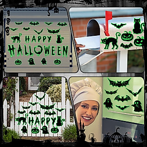 28 Pcs Halloween Garage Door Magnets Glow in The Dark Magnetic Halloween Garage Door Decorations with Bat Pumpkin Ghost Black Bat Magnet Decal Sticker for Garage Door Car Refrigerator