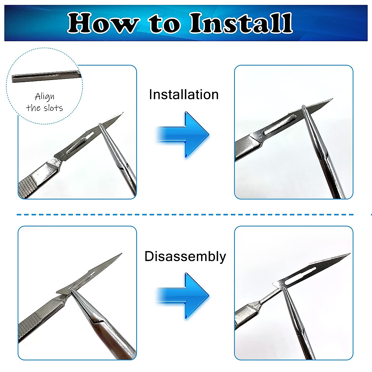 40 Pieces Scalpel Blades #11#23 Scalpels Surgical Blades with 2PCS #3#4 Handle & Storage Box,Individually Wrapped High Carbon Steel Blades for Sculpting, Cutting,Crafts & More