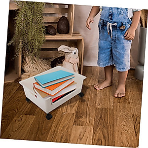 LIFKOME Storage Box with Pulleys Plastic Storage Containers for Clothes Kids Storage Organizer Bins Office Storage Boxes Under Desk Cart Mobile Bookshelf Desk Book Shelves Wheel