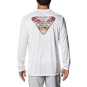 Columbia Men's Terminal Tackle PFG State Triangle LS, White/Fl Flag, 5X Tall