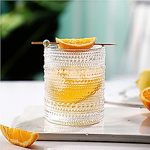 ZOOFOX Set of 6 Romantic Water Glasses, 12 oz Hobnail Glasses Tumbler, Clear Embossed Vintage Glassware Set for Beer, Cocktail, Soda, Beverages