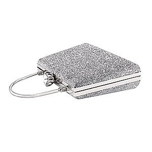 CHIC DIARY Crystal Clutch Purse for Women Top Handle Rhinestones Evening Bag for Party Prom Crossbody Shoulder Handbag (Silver)