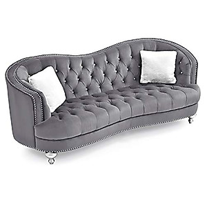 Glory Furniture Jewel Sofa, Gray. Living Room Furniture 35" H x 90" W x 37" D