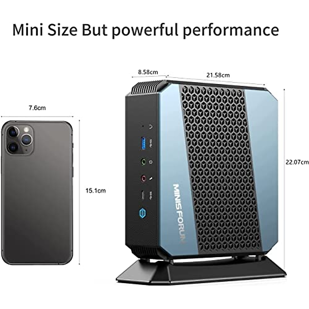 COOFUN EliteMini HX90 Mini PC AMD Ryzen 9 5900HX Mini Computers,8 Cores/16 Threads 32 GB RAM 512 GB PCIe SSD, Support 2X 2.5 inch HDD, 2X HDMI&2X DisplayPort, 2.5G RJ45, 6 X USB Port, 2X Mic,