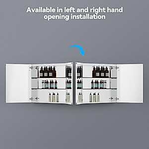 Sunrosa Medicine Cabinet with Mirror, 36" W×31.5" H Bathroom Tempered Glass Mirror Medicine Cabinet, Wall-mountable and Recessed-in Medicine Cabinet for Bathroom, 2 Symmetrical Doors Medicine Cabinet