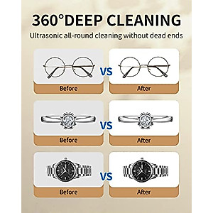 GERCY Ultrasonic Jewelry Cleaner, 800ml Sonic Cleaner Machine with 4 Digital Timer for Eyeglasses, Silver, Rings, Watches, Razors, Coins, Makeup Brushes for Gifts