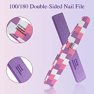 13 in 1 Nail File Set, Nail File and Buffer, Double Sided 100/180 Grit Nail Files, Mery Board, Cuticle Nippers, Cuticle Pusher, Cuticle Peeler, Cleaning Brush, Professional Manicure Tools(Purple)