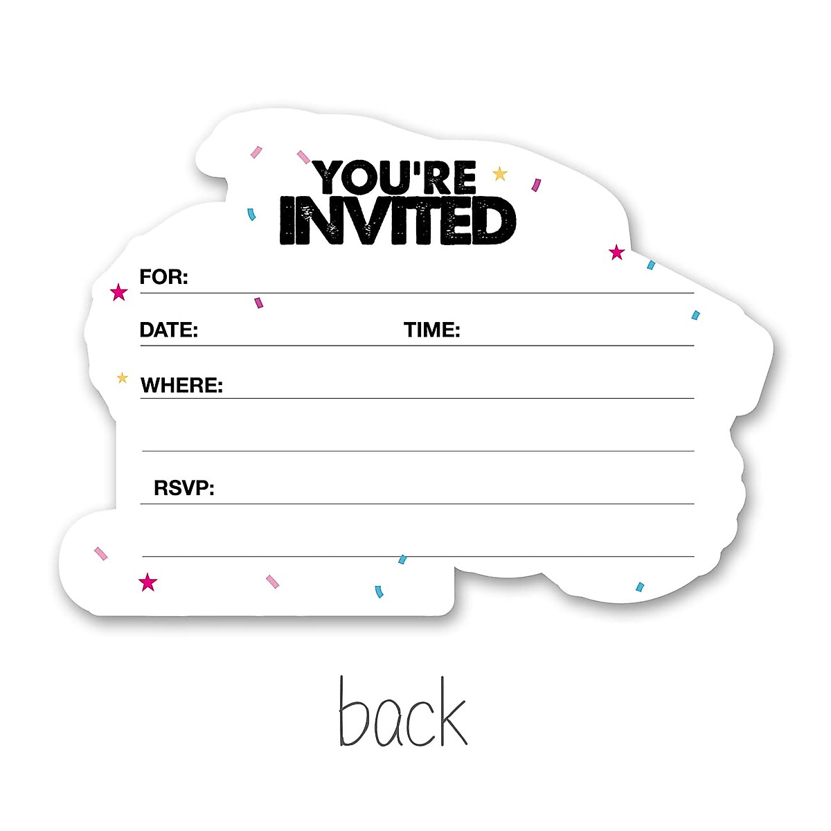 Monster Truck Themed Party Invitations with Envelopes, 20 Set Monster Truck Shaped Invitations Birthday Baby Shower Party Invites Supplies Favors, Double-Sided