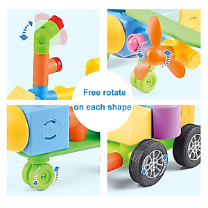 LookengQbix 25-in-1 Magnetic 3D Building Shapes, Magnet Blocks Tiles,STEM Educational Toys w/25 Different Designs in Idea Book for Children Kids Brain Development