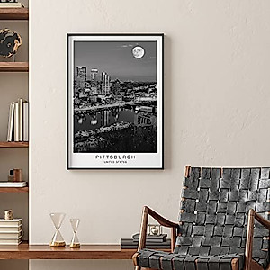 Dear Mapper Pittsburgh United States View Abstract Road Modern Map Art Minimalist Painting Black and White Canvas Line Art Print Poster Art Line Paintings Home Decor (Set of 3 Unframed) (16x24inch)