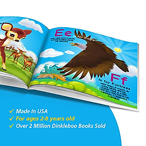 Personalized Story Book by Dinkleboo - from A to Z - for Kids Aged 0 to 8 Years Old - Makes Learning Alphabet Fun and Engaging - Printed on Smooth Satin Paper - Soft Cover (8"x 8")