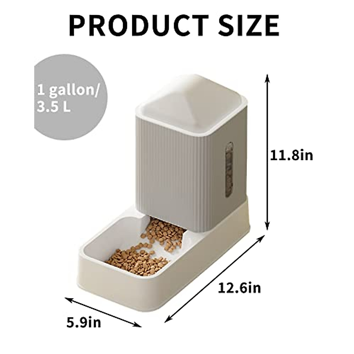 BNOSDM Automatic Cat Feeder for Indoor Cats Gravity Feeders ＆ Waterer Set Dogs Food and Water Dispenser Pet Feeding Bowl 3.5L /1 Gallons for Small Medium Big Dog Pets Puppy Kitten Gray