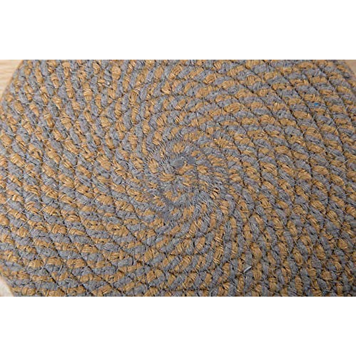 Small Rope Storage Key Basket Desk Organizer Basket Remote Control Bedside Storage Home Decor Mini Basket Woven Storage Basket Bowl Woven Dish Desk Container (Grey Camel Mix & White - Hemp Rope)