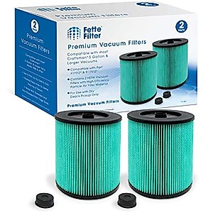 Fette Filter - 17912 & 9-17912 Vacuum Filter with High Efficiency Particle Air Filter Material Compatible with Craftsman. Compare to Part # 17912 & 9-17912. Pack of 2