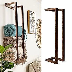 28'' Blanket Wall Rack, Solid Acacia Wood, Handmade Blanket Holder for Room Wall Mounted, Floating Blanket Storage & Display, Wall Decor for Home and Bedroom Organizer