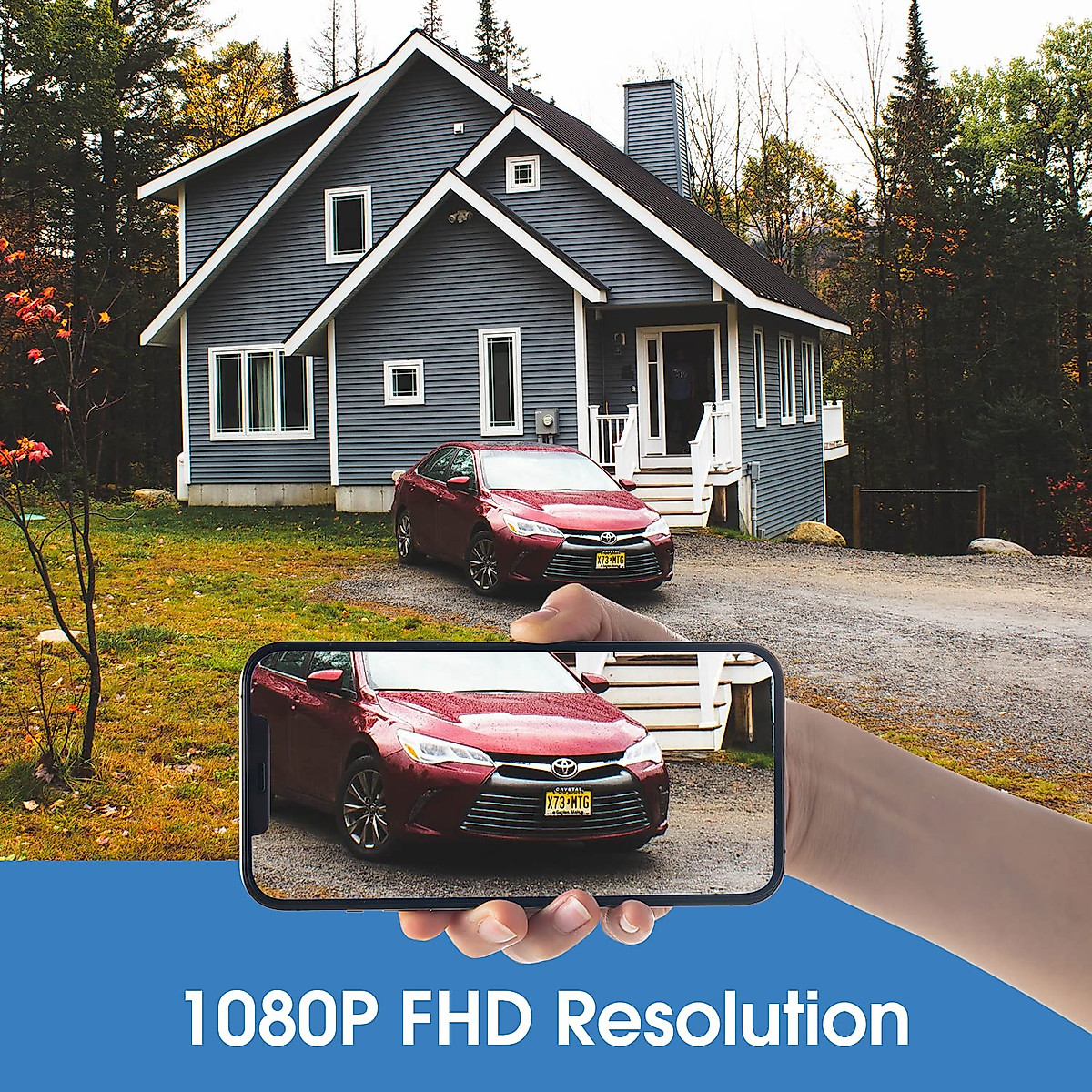 ROCK WiFi Camera Outdoor, 1080P Battery Powered AI Motion Detection, Bullet Surveillance Cameras for Home Security System with Siren Alarm, Night Vision, Waterproof Cloud/SD