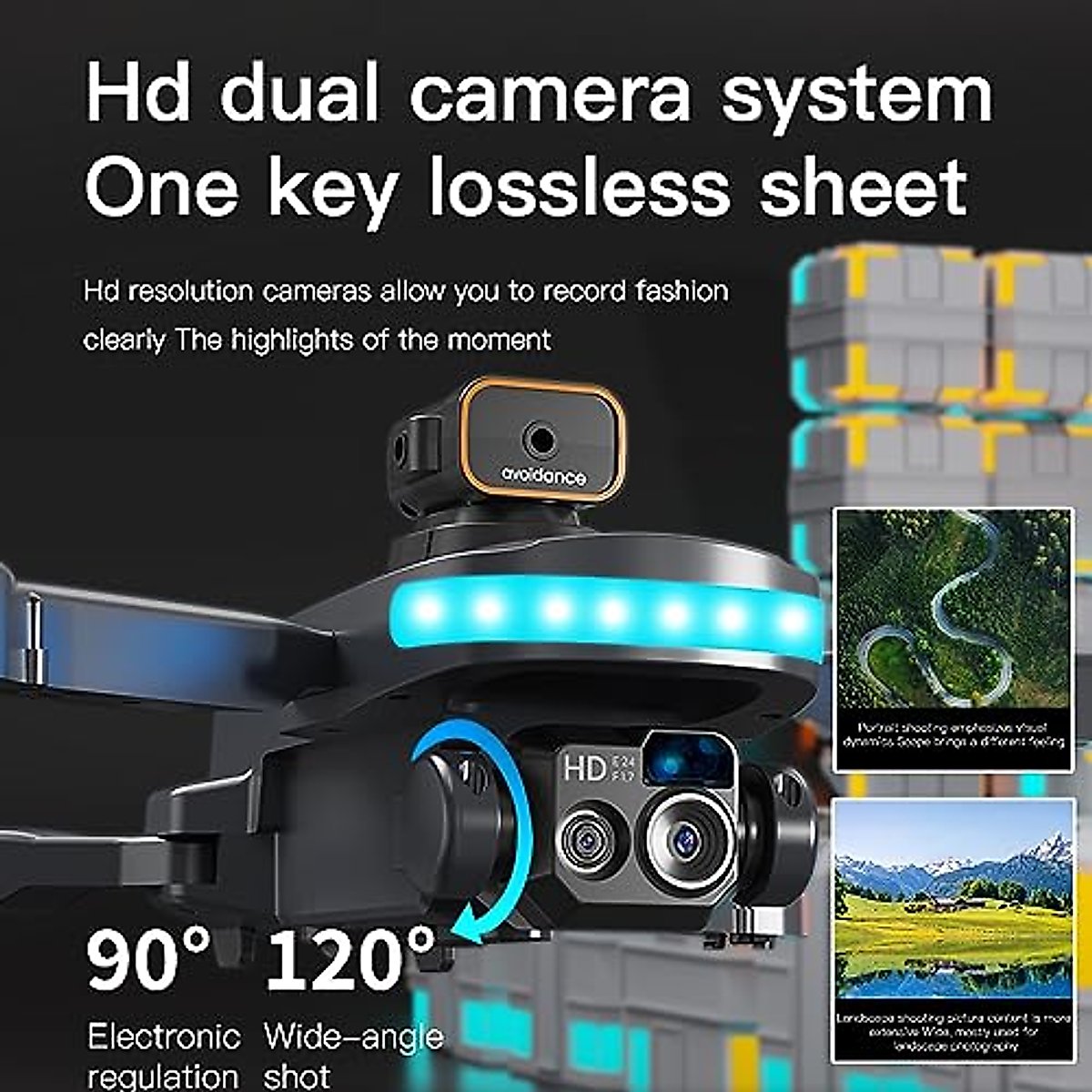 GoolRC Remote Control Drone with Camera 720P Dual Camera Obstacle Avoidance WiFi FPV Storage Bag Package Trajectory Flight Gesture Photography Follow Flight