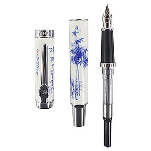 Abcsea Blue and White Porcelain Series Fountain Pen, Genuine Ceramic w/ Chinese Painting - Bamboo