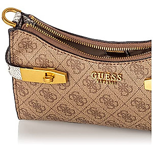 GUESS womens Zadie Logo Top Zip Shoulder Bag, Latte Logo Python, one size US
