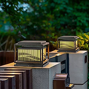 JSBDPHW Simple Style Metal Square Column Light LED Light Source Outdoor Waterproof Pillar Lamp Villa Courtyard Post Light Lawn Light Landscape Light