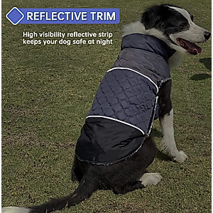 Warm Winter Jacket for Dogs,Reversible Furry Coat with Leash Hole,Puppy Cat Waterproof Reflective Vest Cloth for Cold Weather,Navyblue,XS