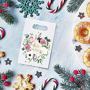 60 Pack Wedding Gift Bags Floral Party Favor Bags Wedding Treat Paper Bags with Handled Candy Buffet Bags Bridal Shower Gifts for Guests, Wedding Party, Birthday, Baby Shower (Classic Style)