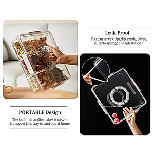 YouLike 12'' Large Divided Snackle Box Charcuterie Container with Handles and Lids 6 Removable Compartment Fruit Serving Tray for Veggie Meal Prep Fridge Storage Box