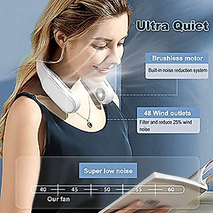 NORMIA RITA 2023 Portable Bladeless Neck Fan with Cooling Chip, Wearable Air Conditioner Fan Quiet Hands-free Personal Fan 4000mAh Rechargeable Small Cooling Fan, Fast Cool Down 50℉-60℉