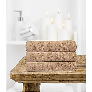 Textila Cotton Hand Towels - Pack of 3 - Beige Color - 16x27 Inches - Soft and Absorbent Towels for Bathroom, Kitchen, and Gym.