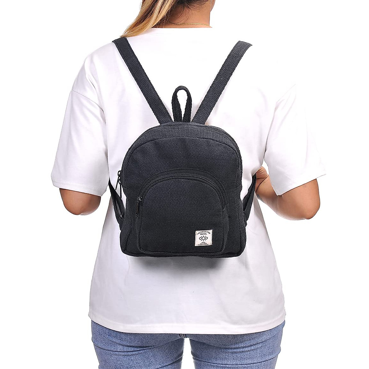 THE COLLECTION ROYAL Himalayan Hemp and Cotton Boho Bohemian Hippie Bag Purse Eco Friendly Mini Solid Backpack