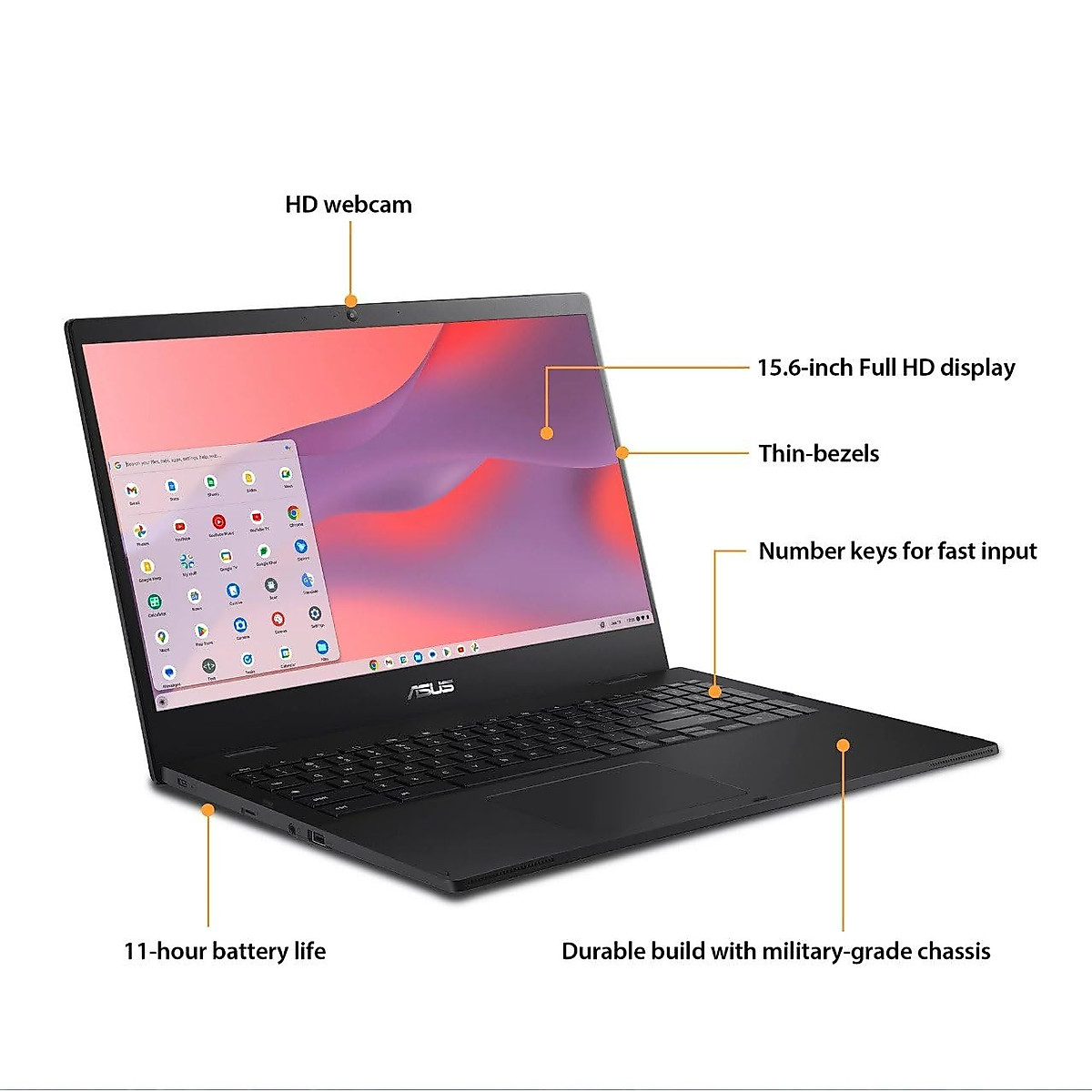 ASUS CX1500CNA Chromebook 15.6" FHD 1080P, NanoEdge Display (Intel Celeron N3350 Processor, 4GB RAM, 64GB eMMC Flash Memory, Intel HD Graphics, HD Webcam, Stereo Speakers, Chrome OS) Black, (Renewed)