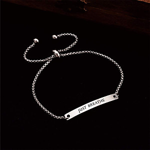Kisseason Just Breathe Inspirational Mantra Bracelet for Women Men Jewelry Adjustable Chain Friendship Bangle Bracelet