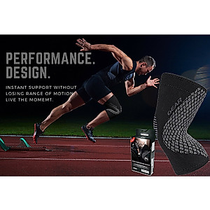 PHYSIX GEAR Knee Support Brace - Premium Recovery & Compression Sleeve for Meniscus Tear, ACL, MCL Running & Arthritis - Best Neoprene Stabilizer Wrap for Crossfit, Squats & Workouts (Single Grey S)