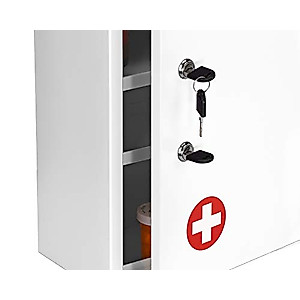 AdirMed Locking Drug Cabinet (White) Medicine Cabinet with Pull-Out Shelf & Document Pocket (White) Bundle