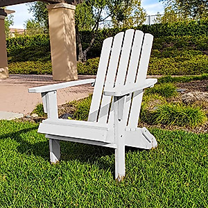PolyTEAK Folding Adirondack Chair, Premium Weather Resistant Poly Lumber, Outdoor Patio Furniture, Up to 300 lbs, Plastic Adirondack Chairs for Patio Garden Fire Pit, Classic Collection - White